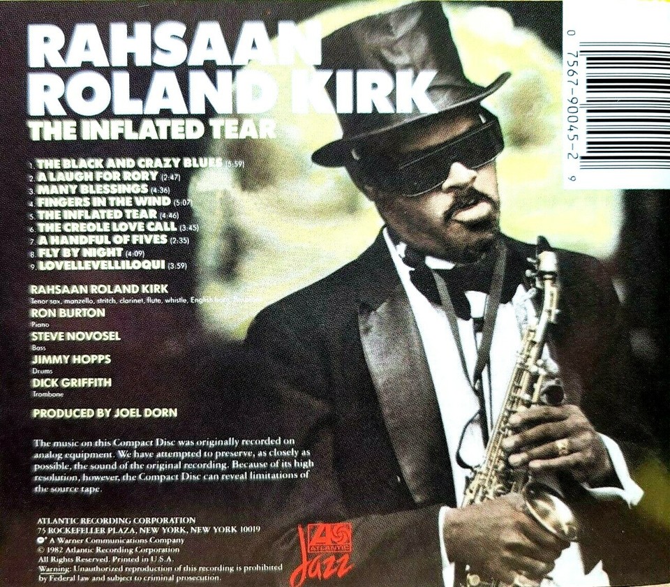 Kirk, Rahsaan Roland, Inflated Tear CD 1982 EXCELLENT / MINT CONDITION ...