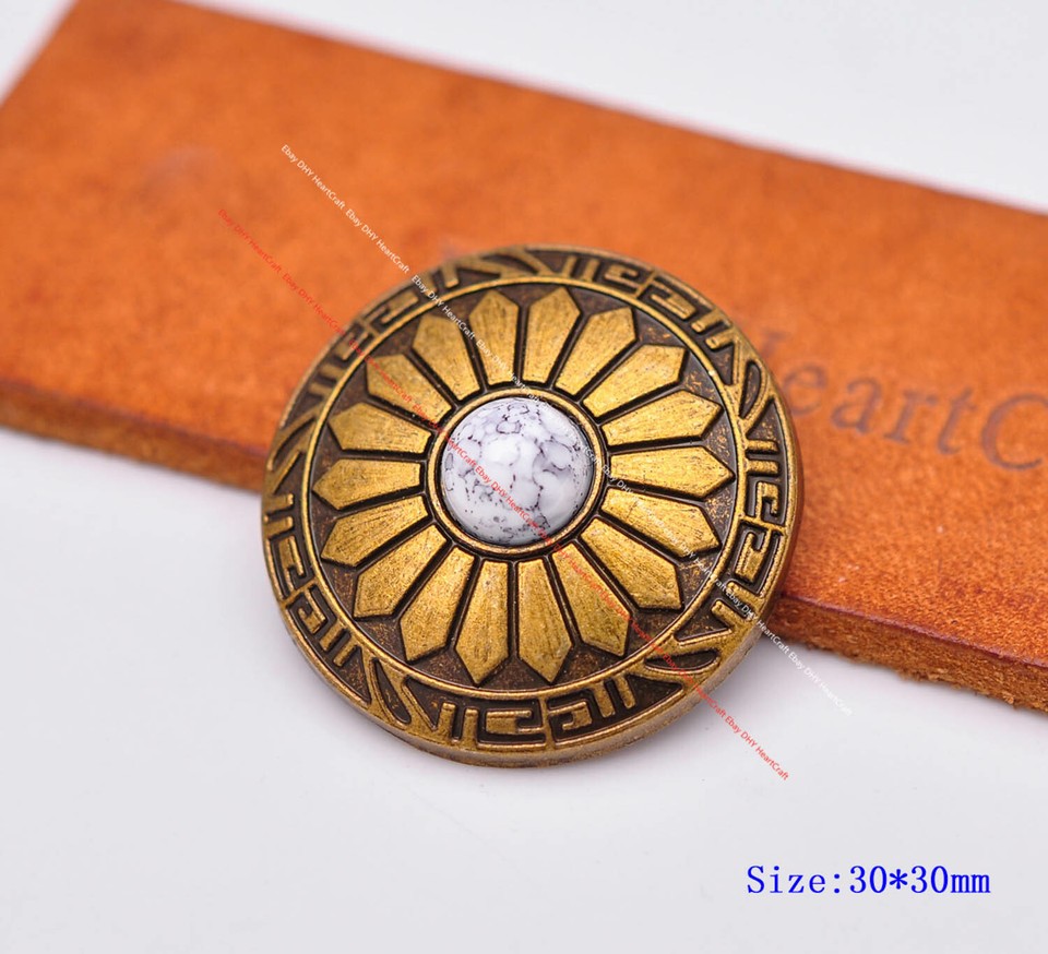 10X Brass Sun Flower Leathercraft Turquoise Concho Snap Button ...