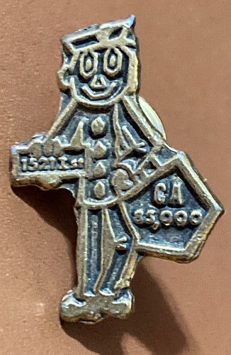 Vintage Mr Zip Post Office Lapel Pin CA 85,000 Goldtone California 1521 ...