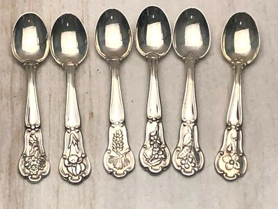 Set of 6 Sterling Silver Salt Spoons with State Flower handles 2.5" | eBay