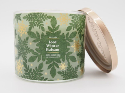 (1) Bath Body Works White Barn ICED WINTER BALSAM Luminary 3-wick ...