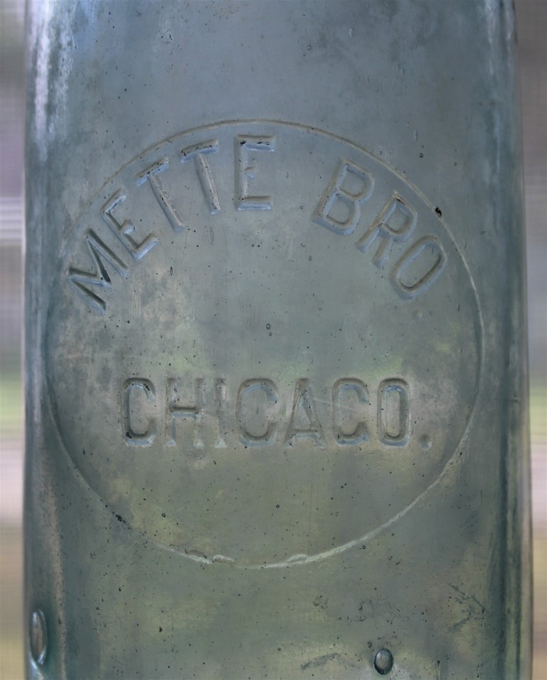 Chicago Illinois IL Mette Bros embossed quart antique blob top beer ...