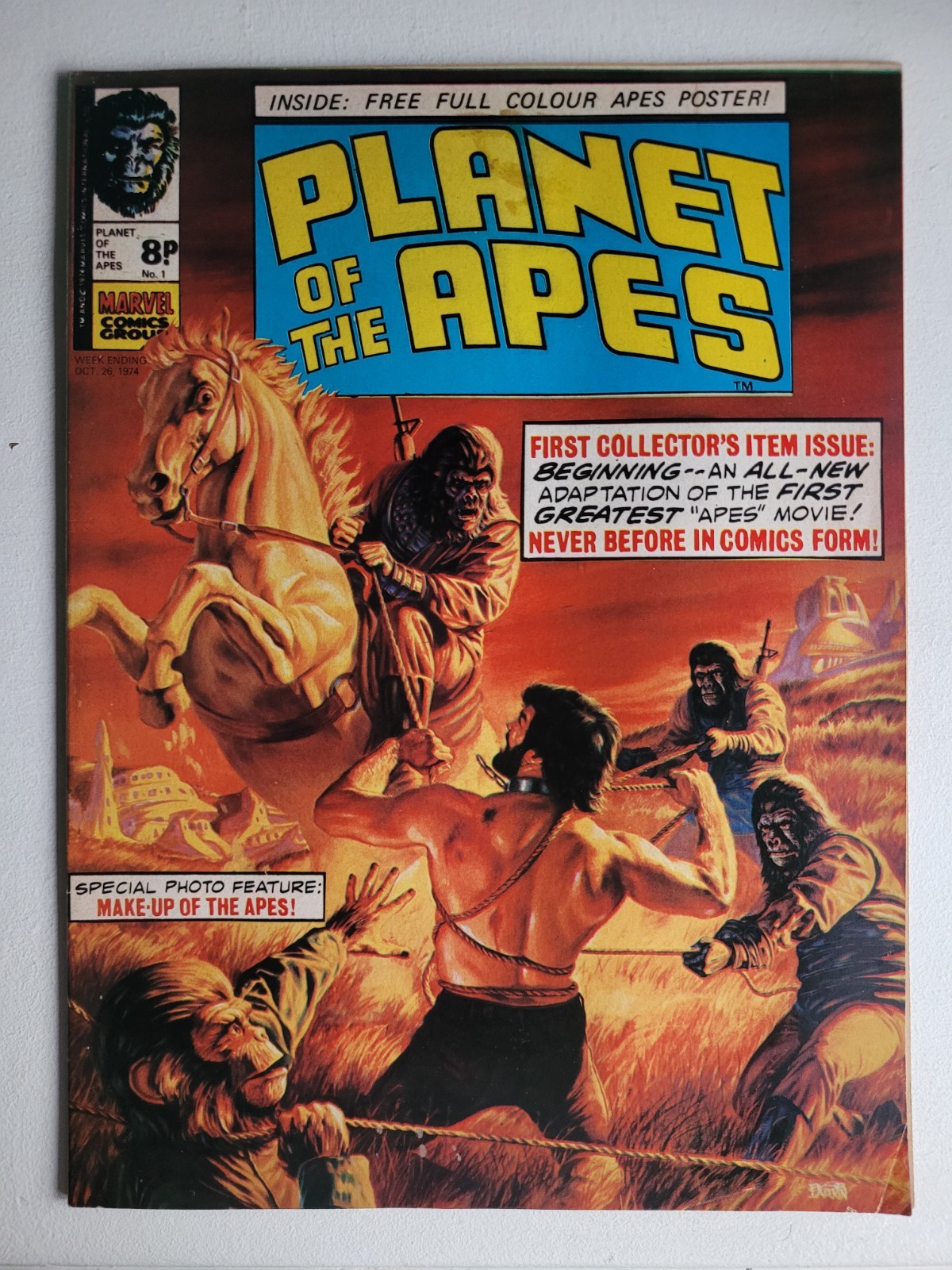 Planet of the Apes # 1 Marvel UK weekly 1974 free gift poster still ...