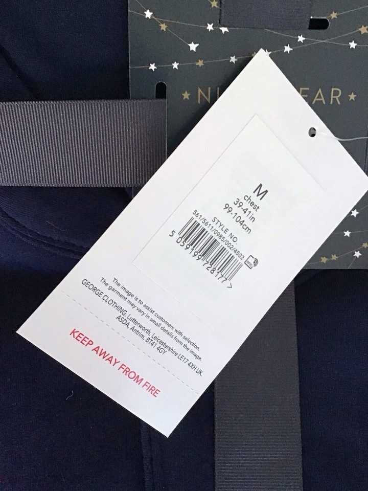 George Asda Men’s Med Pyjamas Long Sleeved Top and Bottoms Brand New ...