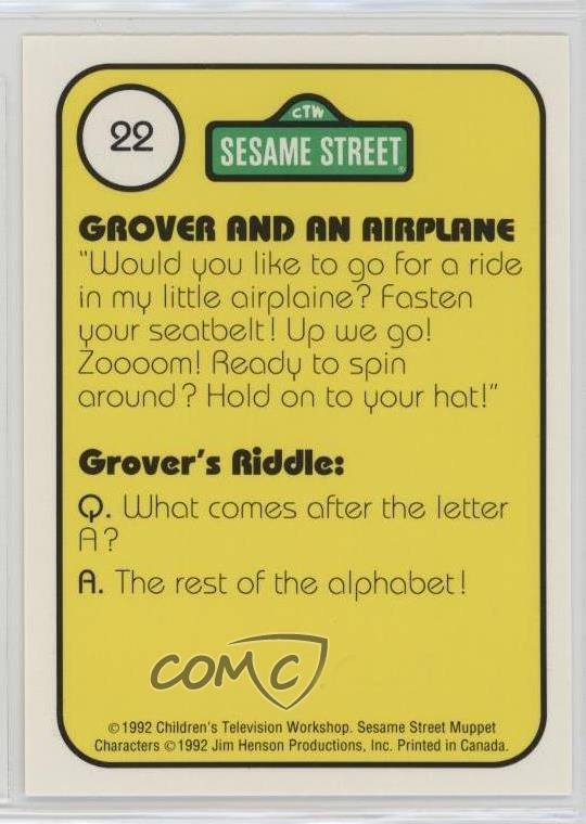 1992 CTW Sesame Street A Grover and an Airplane #22 0kb5 | eBay