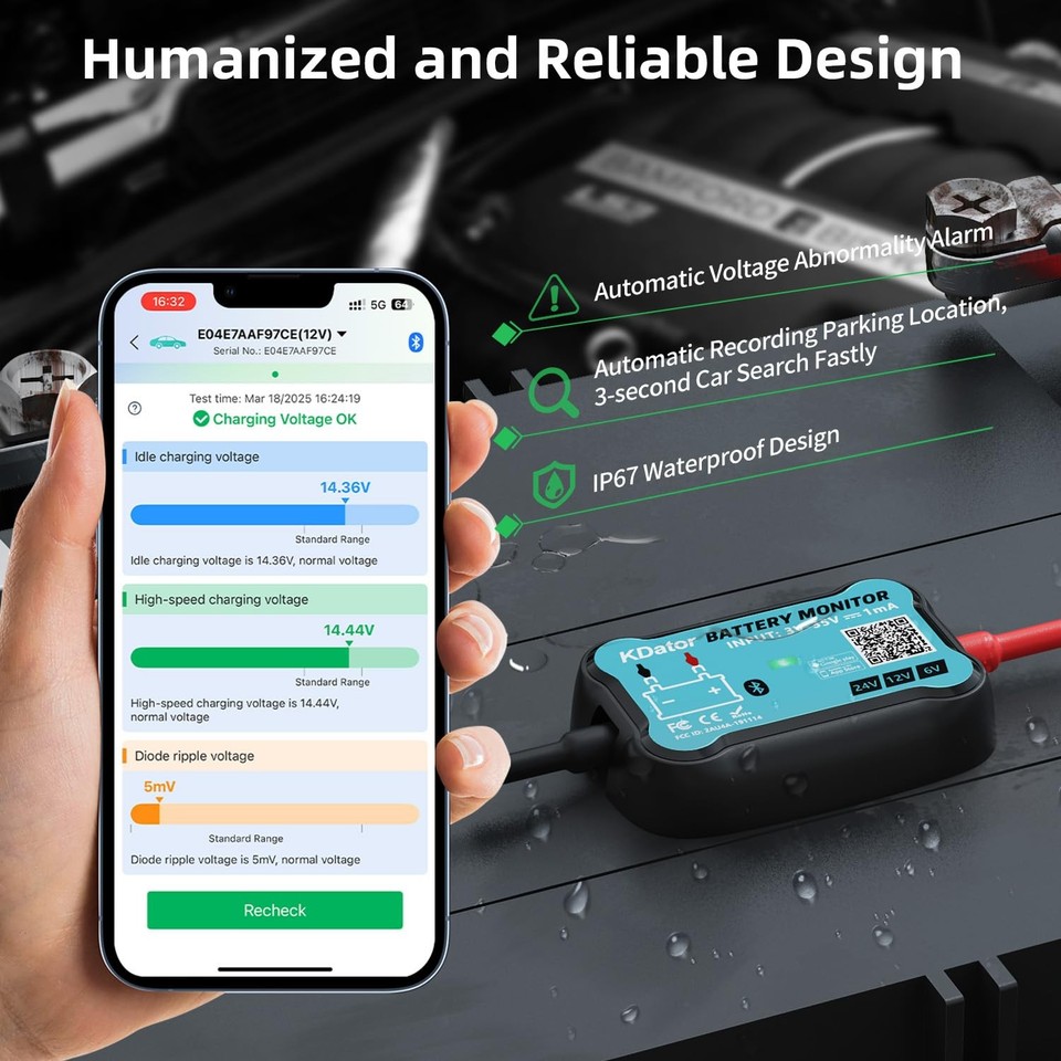 6V 12V 24V Bluetooth Battery Monitor BM7–Work for All Lead-Acid ...