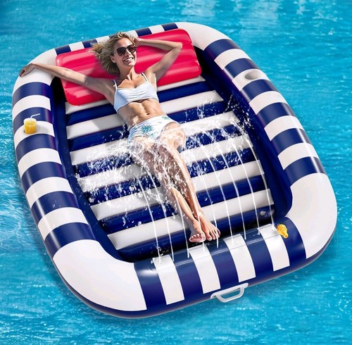 Pool Wave Inflatable Pool Lounger Floats, 80" x 66" Large Tanning Bed ...
