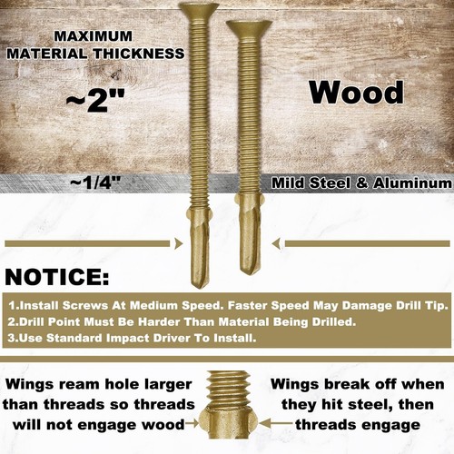 Yaocom 100 Pcs #14 x 3-1/4" Trailer Deck Screws Self Tapping Sheet ...