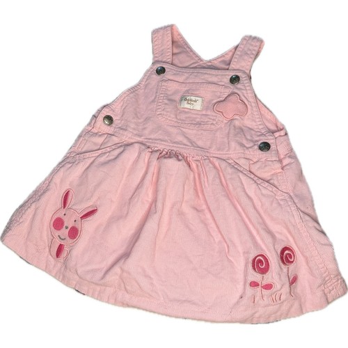 Vintage OshKosh Baby Pink Bunny Rabbit Corduroy Overall Dress Size 12 ...