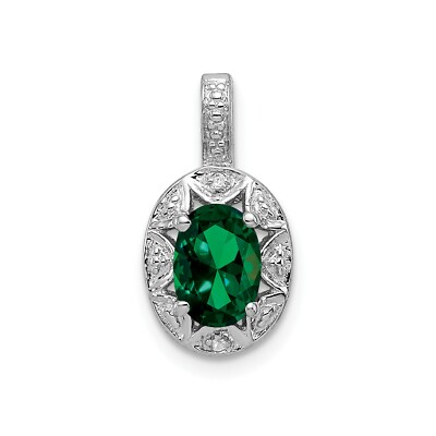 Argento Sterling Rhodiumed Diamante & Sintetico Smeraldo Maggio Del ...