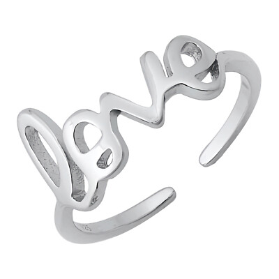 8mm Script Love Toe Ring Solid 925 Sterling Silver Adjustable Band | eBay