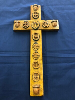 14'' Tall Christ Cross Christian Acorn Rustic Wood Wall Mount Decor ...