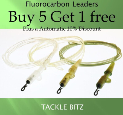 Fluorocarbon Carp Leaders with Fishing Tackle Safety Clips Quick Change ...