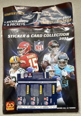 2021 Panini NFL Sticker & Card Collection - Album + 5 Packs (25 Sticker ...
