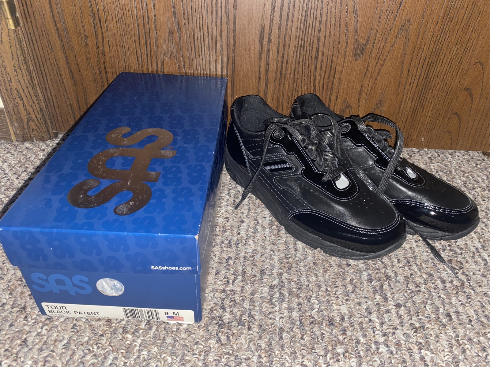 SAS Tour Comfort Black Patent Leather Walking Sneaker… - Gem