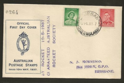1937 AUSTRALIA rocket mail cover - CORONATION DAY FDC - EZ 11C1 | eBay
