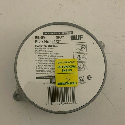 BWF RB-5V Round Five Hole 1/2" Electrical Outlet Box - GRAY All Weather ...