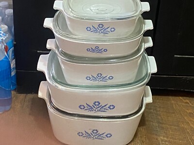 vintage blue cornflower corning ware 5 piece | eBay