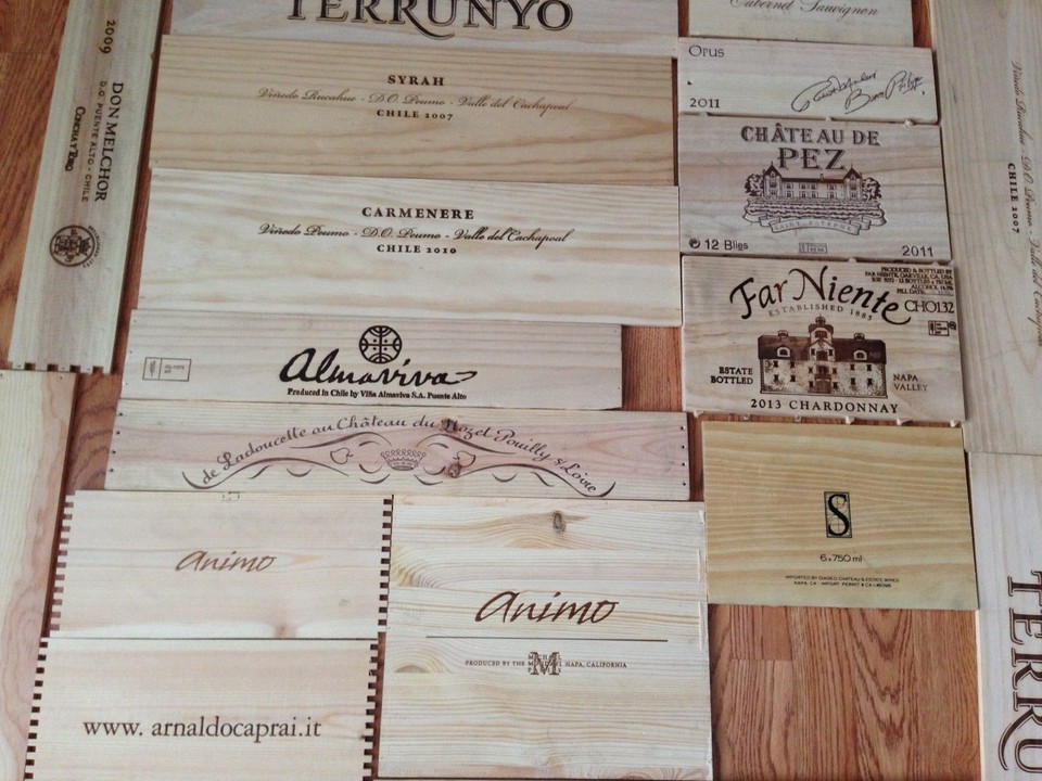 6 X ASSORTED WINE WOODEN BOX END PANELS WALL PLAQUE HOME BAR PUB ...