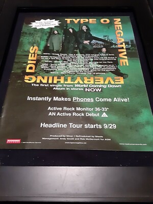 Type O Negative Everything Dies Rare Original Radio Promo Poster Ad ...