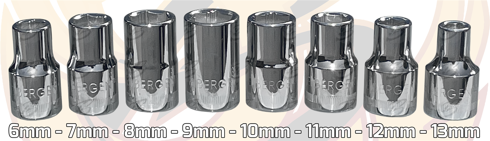 BERGEN Socket Set 17pc 3/8" Drive Shallow Sockets Set 6mm - 22mm Socket ...