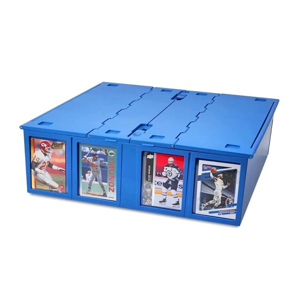 (4) CASE BCW Collectble Card Storage Bin Holds 3200 Cards Hinged ...