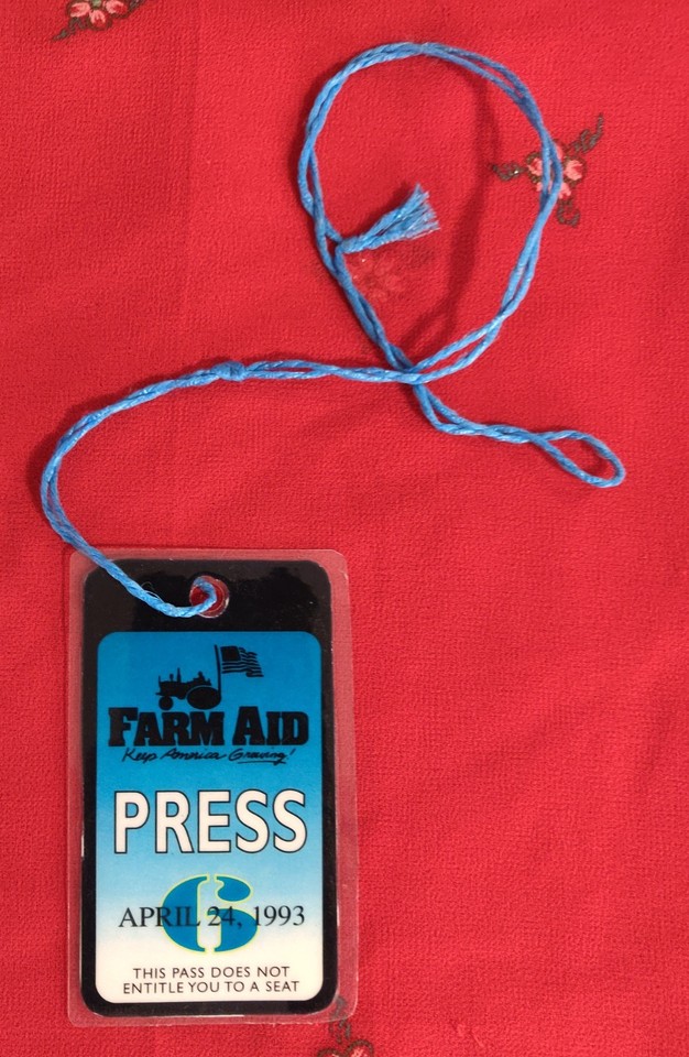 Farm Aid 1993 Laminated PRESS Pass Dave Matthews Willie Nelson Neil ...