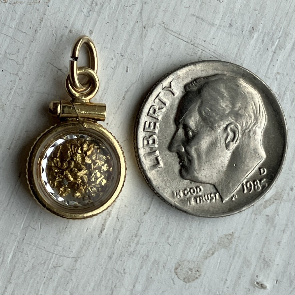 21k PLACER GOLD IN 12K GOLD FILLED NECKLACE PENDANT, 1 GRAM TOTAL ...