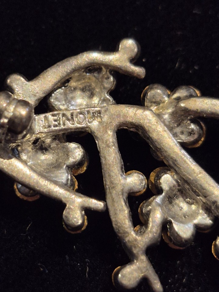 brooch vintage Monet flower tree branch with aurora crystals. Purple ...