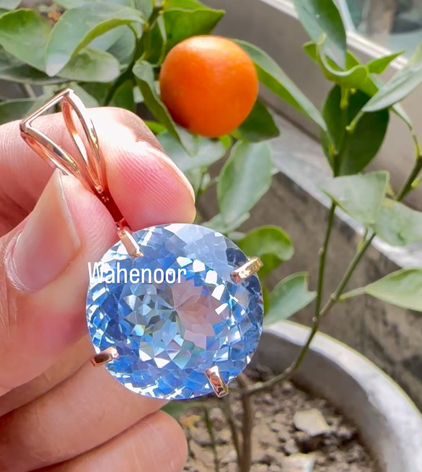 RARE Natural Blue Jeremejevite 23 MM Round 925 Sterling Silver Pendant ...