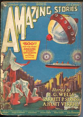 PULP: Amazing Stories #9 12/1926-Frank R. Paul sci-fi cover-HG Wells ...