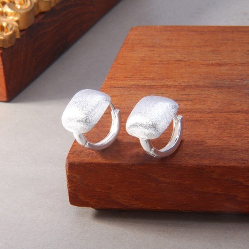 A27 Earring Creole Brushed Cushion Matte Sterling Silver 925 | eBay