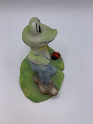 Homco Porcelain Figurine Frog On A Lily Pad And Lady Bug 2.70" #1447 ...