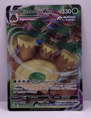 Pokémon TCG Rillaboom VMAX Fusion Strike 023/264 Holo Ultra Rare Free ...