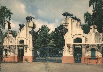 Germany Hamburg Hagenbeck's Tierpark Entrance with Animal Sculptures ...