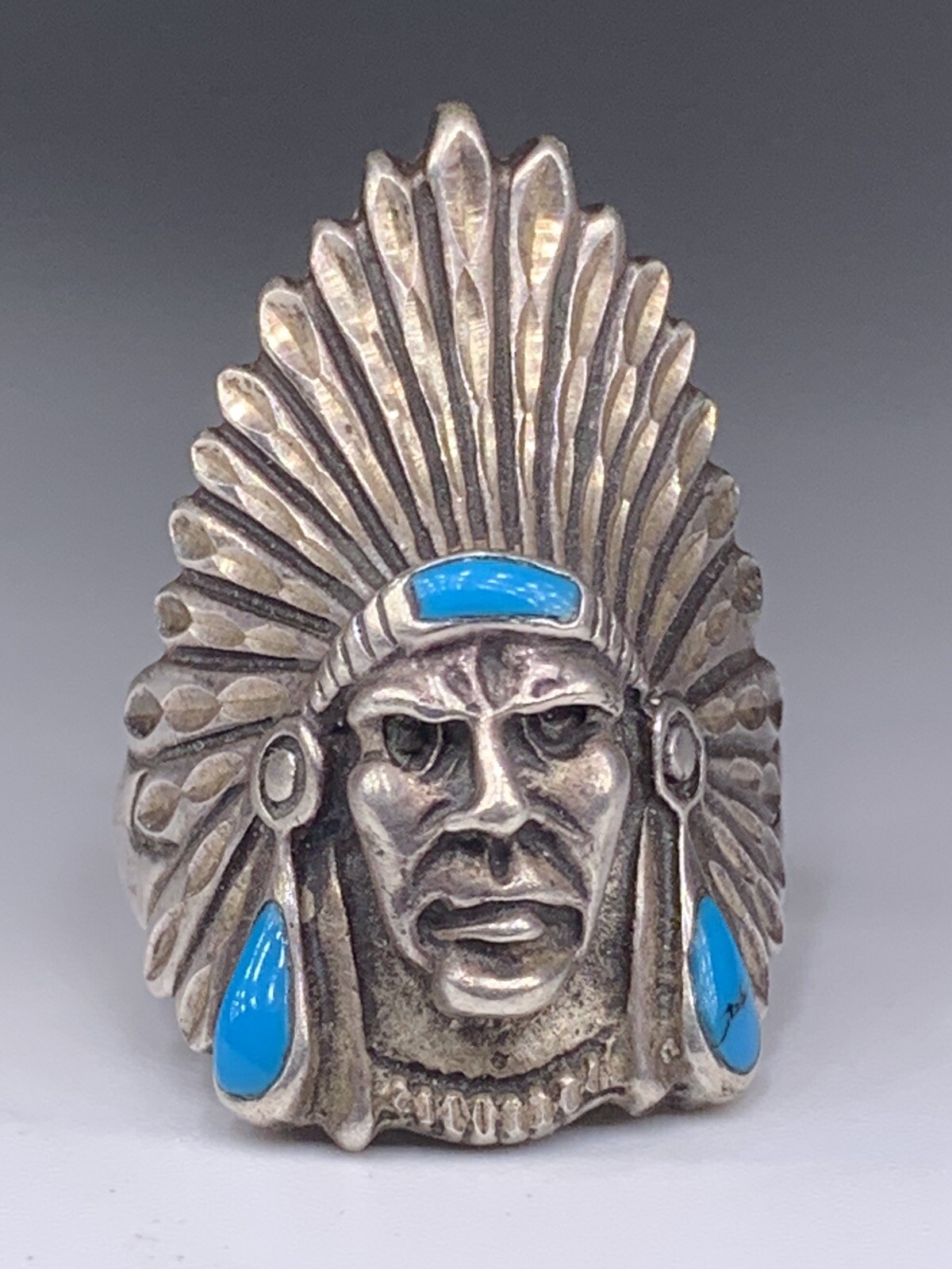 OTT Signed Sterling Silver Indian Chief in Feathered … - Gem