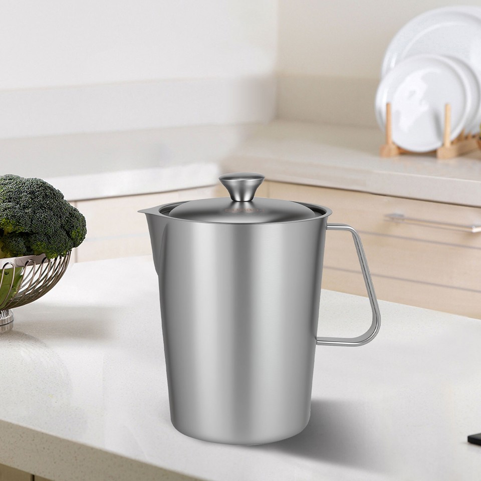 2L Stainless Steel Graduated Beaker Milk Frothing Jug With Clear ...