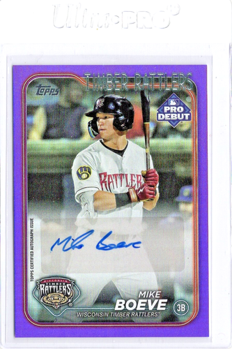 MIKE BOEVE 2024 TOPPS PRO DEBUT PURPLE FOIL PROSPECT AUTOGRAPH CARD S/P ...