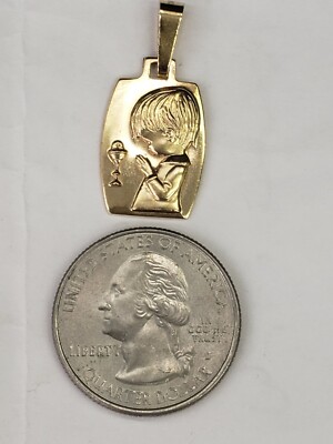 14k Yellow Gold Boys primera First Communion Charm Pendant 3.9 grams | eBay