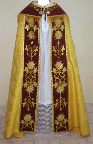 Gold Cope Vestment Lined Trad Catholic High Mass Priest Clergy ...