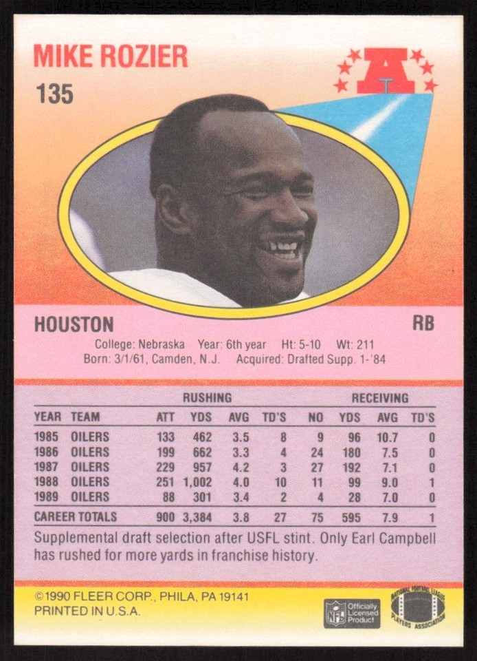 1990 Fleer #135 Mike Rozier | eBay