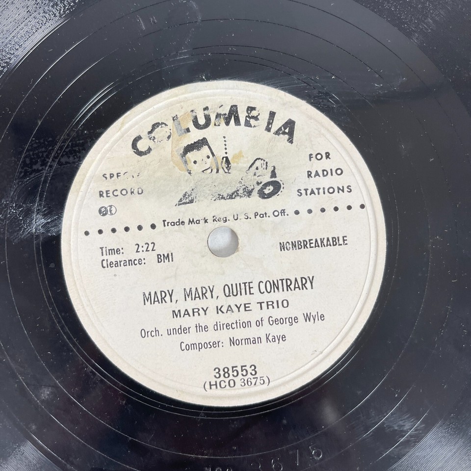 Mary Kaye Trio – Strolling In The Park 10", 78 RPM 1949 Columbia – 1 ...