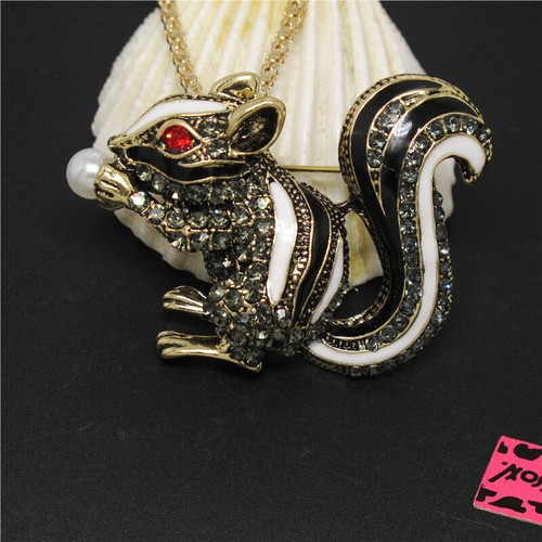 New Cute Black Squirrel Pearl Crystal Fashion Women Pendant Chain ...