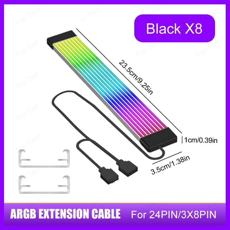 ARGB Sync Flexible LED Strip Light For 8/24PIN Motherboard Power Cable ...