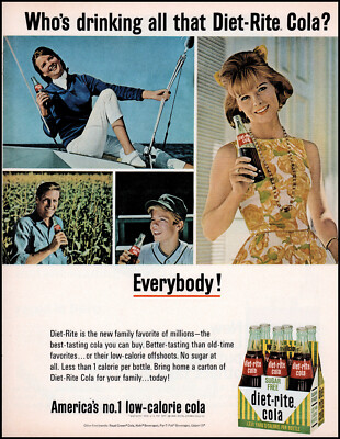 1965 Diet-Rite COla girls farmer young boy six pack retro photo print ...