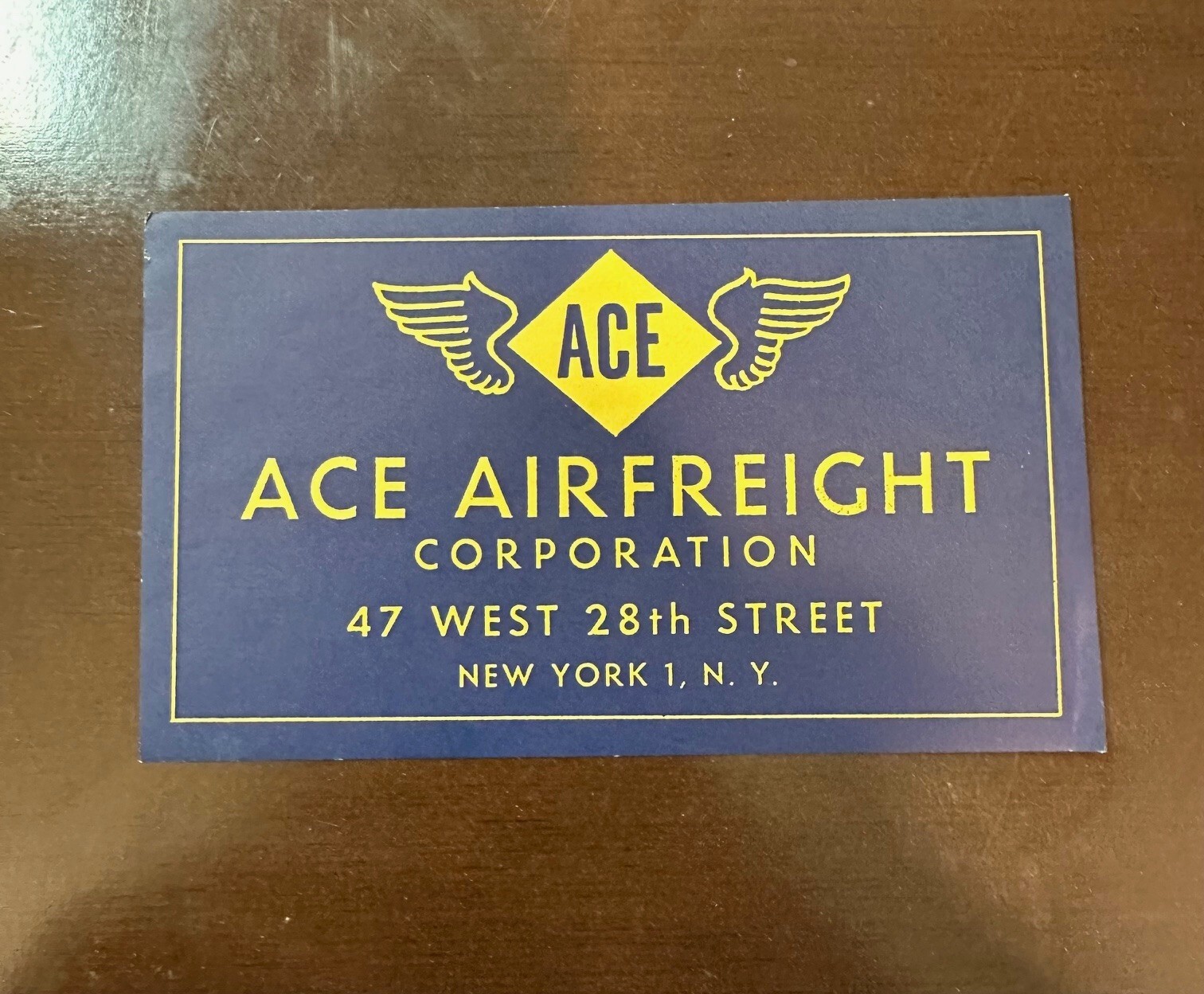 ACE Airfreight Corporation 47 West 28th Street New York 1, NY Luggage ...