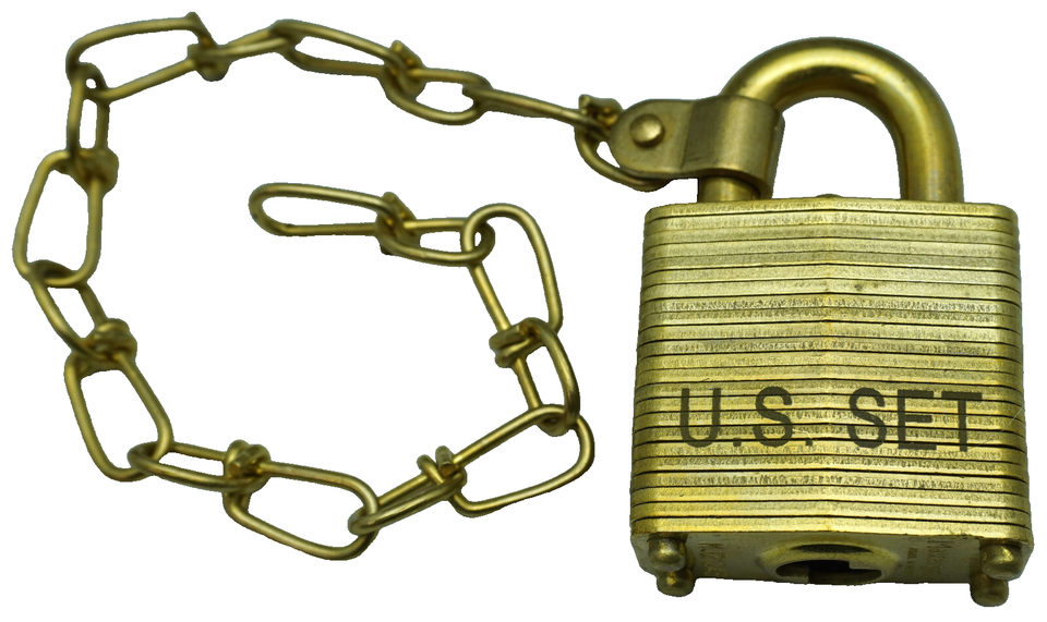 Lot (5) Master Lock DG Commercial Brass Military Padlocks w/Chain ...