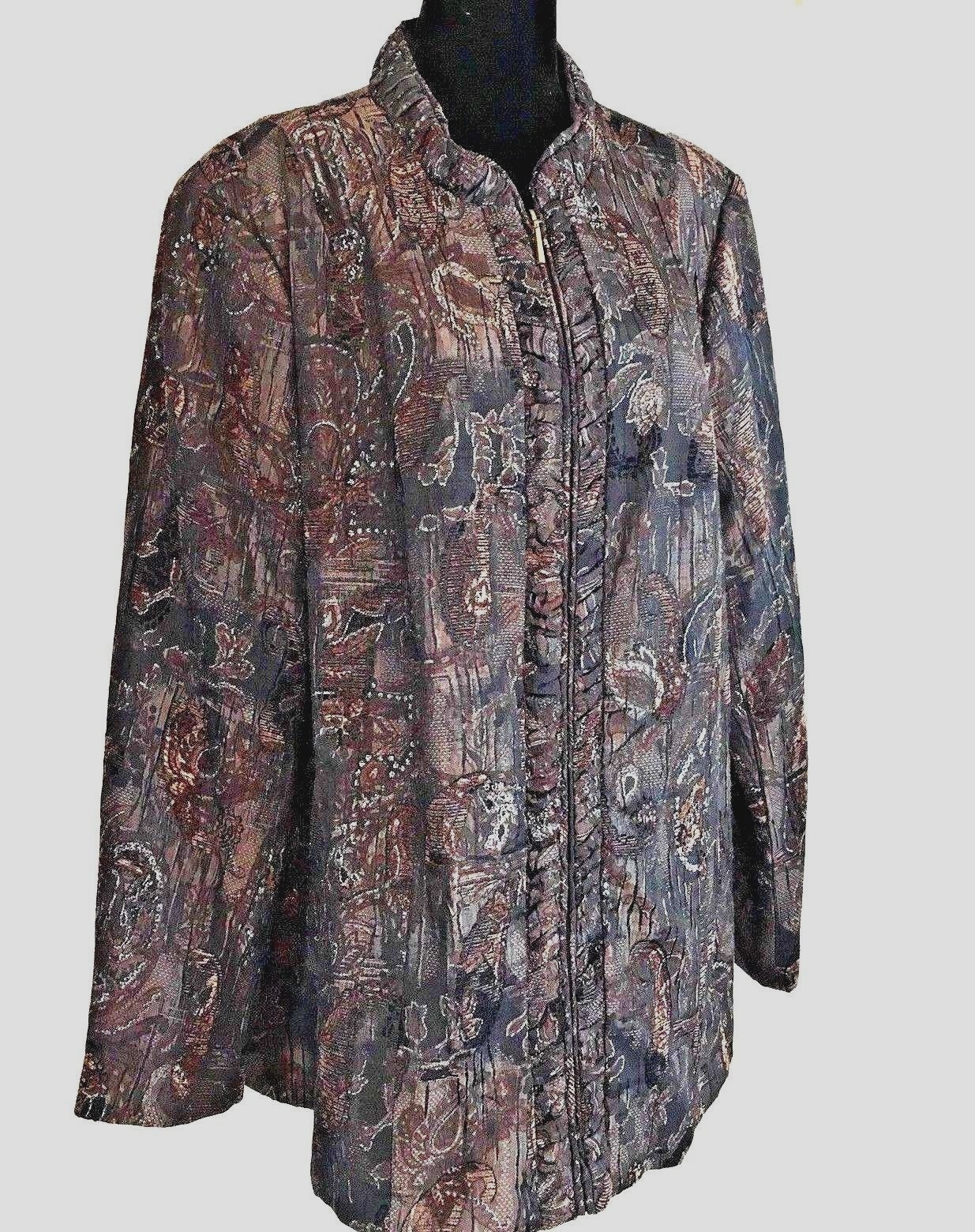 Tan Jay Woman Jacket Size 22 Plus Multicolor Lightweight Long Sleeve ...