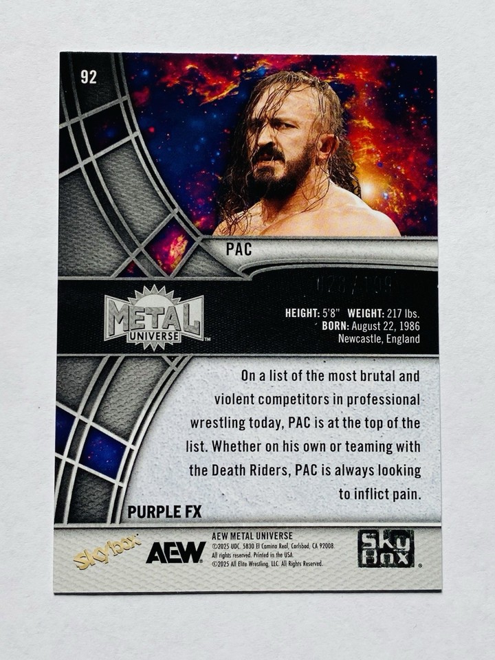 2025 AEW Metal Universe Pac #92 Purple FX Spectrum 028/199 | eBay