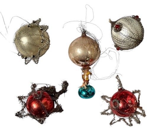 Antique Rare Wired Wrapped Made in Germany Christmas Ornaments Lot of ...